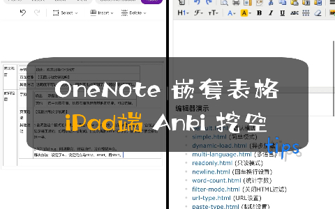 OneNote 嵌套表格 | Anki挖空 | ipad端