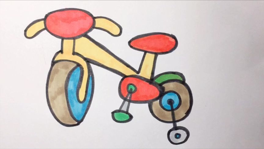 儿童早教益智启蒙绘画教程,简笔画教你画自行车,简单易学