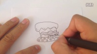 金龙手绘:卡通简笔画生日蛋糕的画法