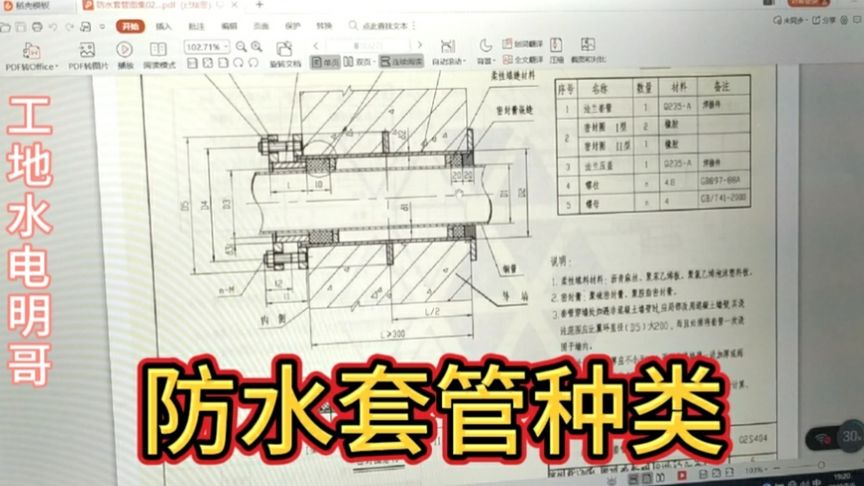 工地水电明哥:明哥分享防水套管的种类,第三类一般都不用!