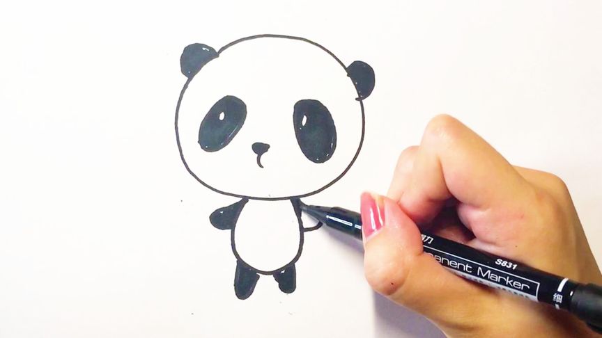 简单的儿童简笔画教程,几笔画出一个可爱的小熊猫,为孩子收藏吧