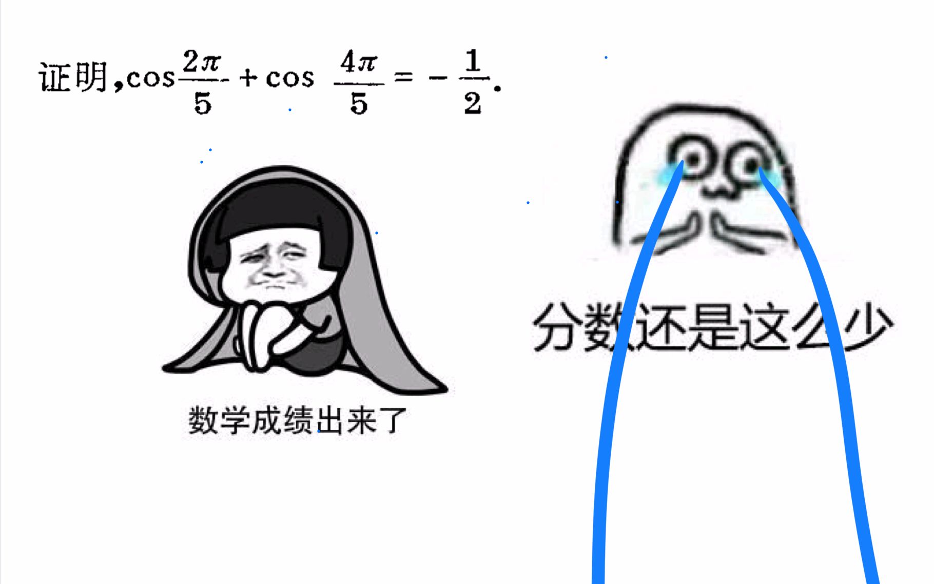 最怕的就是三角函数计算,啊,脑壳痛,证明:cos2pi5+cos4pi5=-12