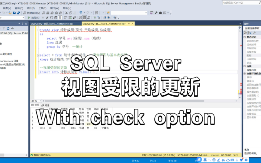 Microsoft SQL Server 数据库|视图受限的更新|插入数据|with check option