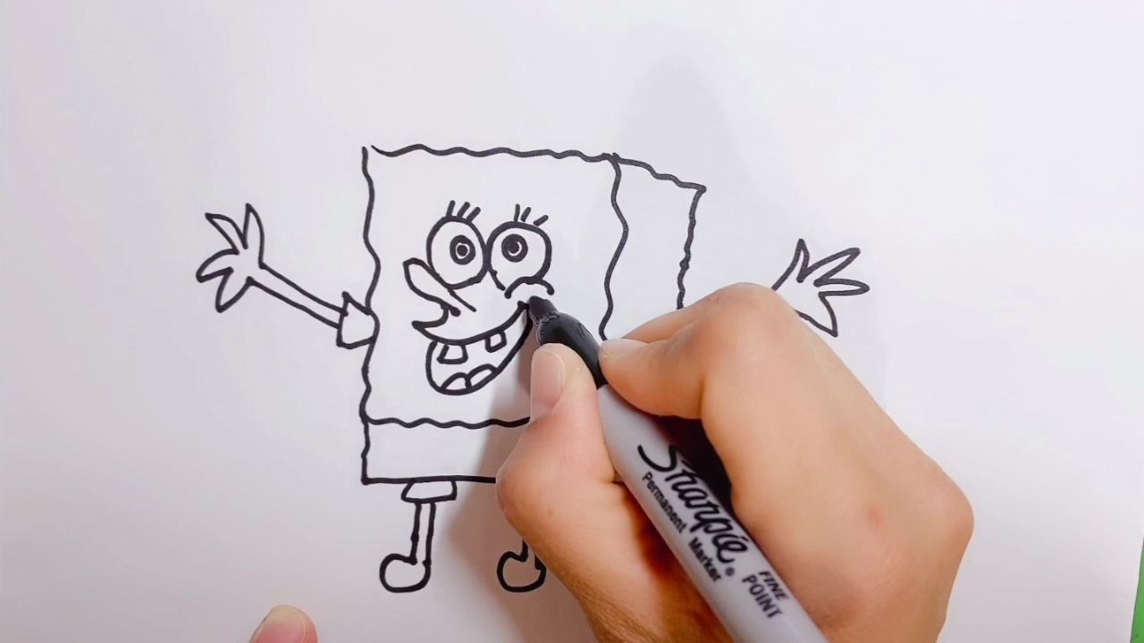 儿童简笔画//卡通动画篇-海绵宝宝//Kids drawing//How to draw a cute ...