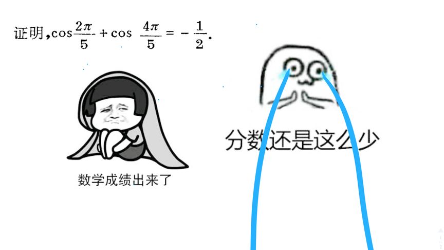 最怕的就是三角函数计算,啊,脑壳痛,证明cos2pi5+cos4pi5=-12