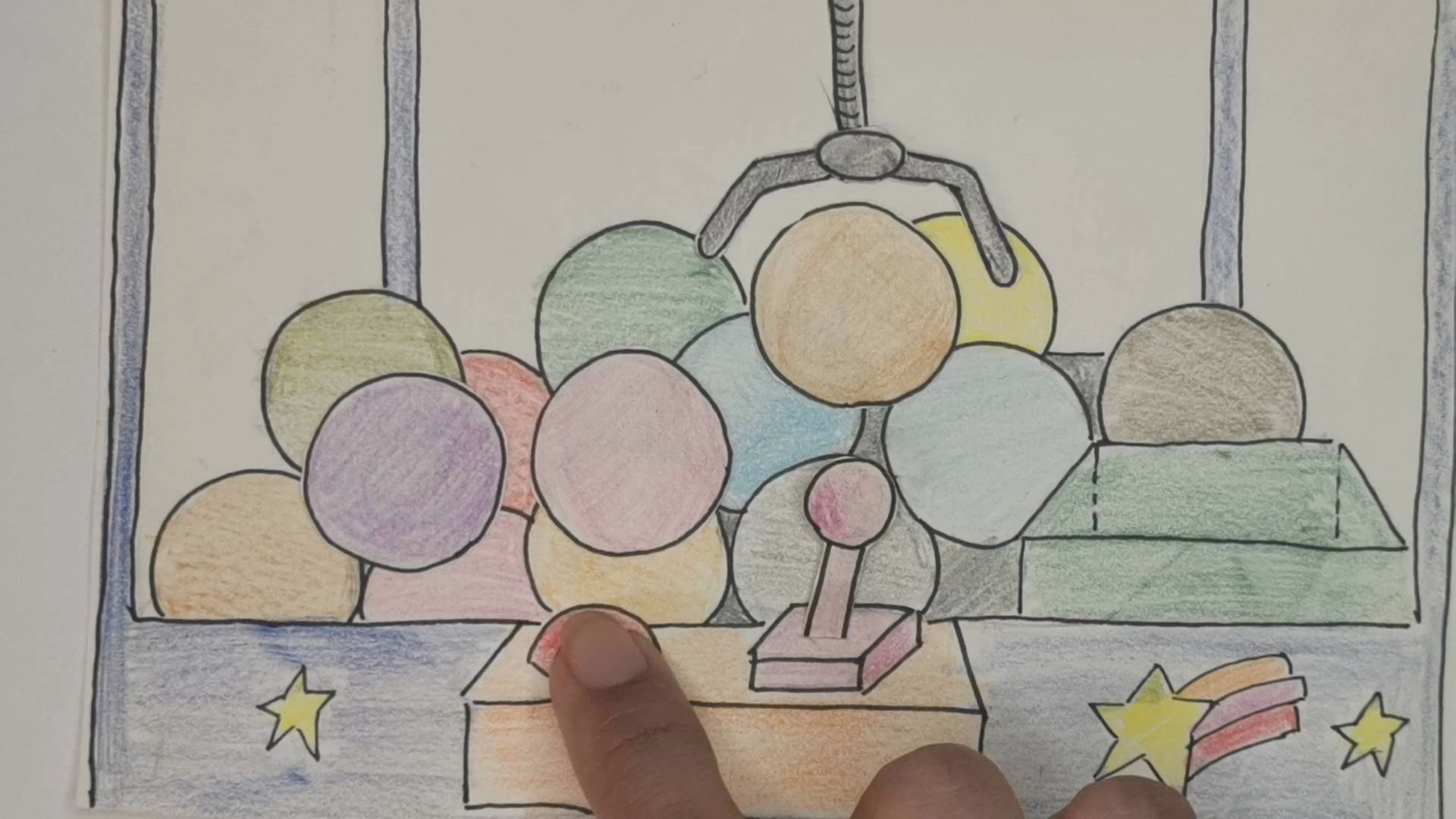 手绘定格动画:娃娃机太难抓了,自己做个盲盒球来抓个够