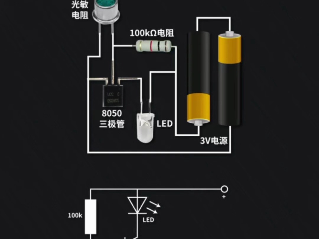 三极管自制光控灯