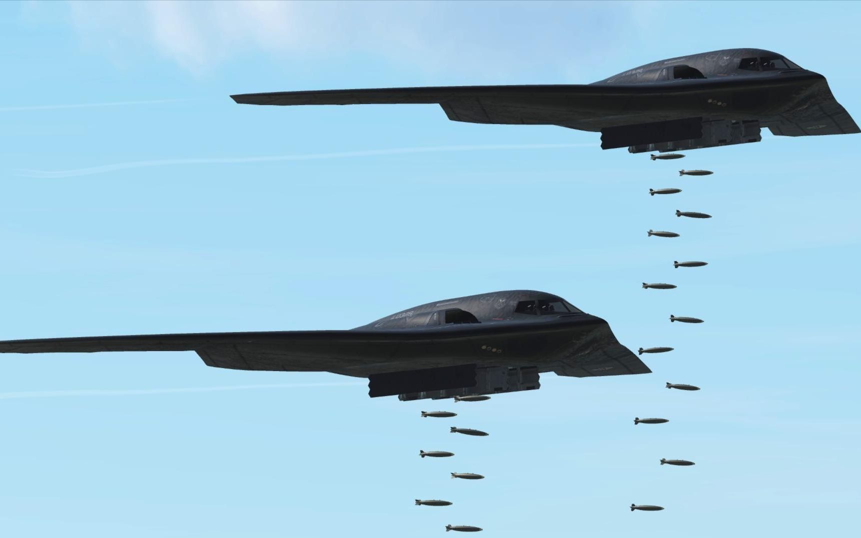 10架B2轰炸机,投下800枚炸弹轰炸军事基地!战况激烈!DCS