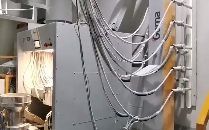 青岛静电喷涂静电粉末喷涂 #自动化生产线,喷涂工艺,家具工厂 生产...