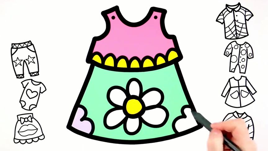 趣味简笔画:绘制儿童衣服并涂上颜色,太好玩了!