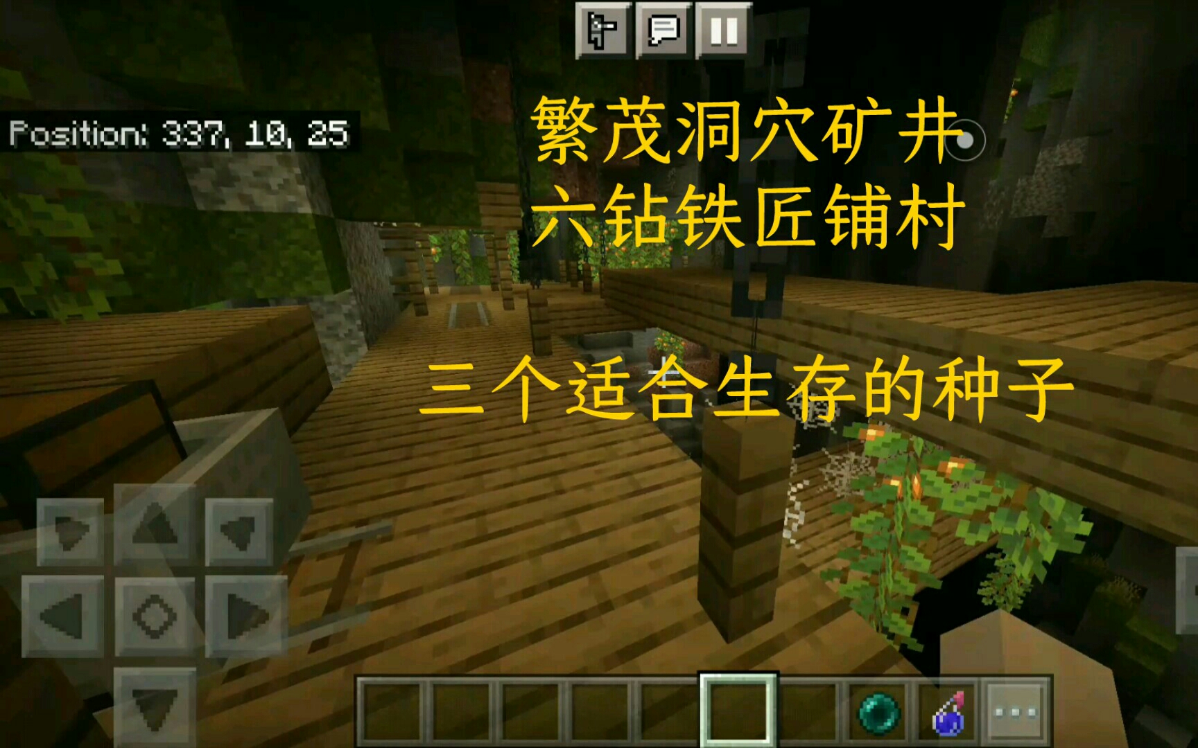 【我的世界种子】裸露繁茂洞穴矿井,开局六颗钻石铁匠铺村庄,介绍...