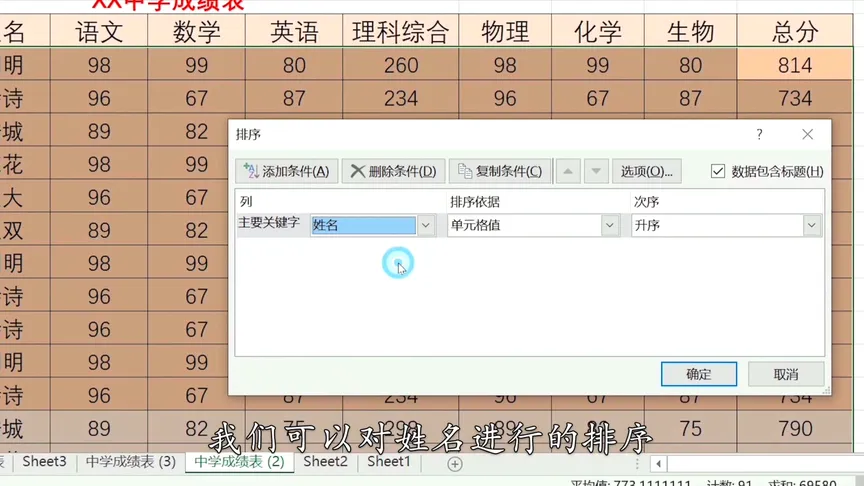 Excel表格怎样排序?数据、文本、名字的排序方法及操作技巧