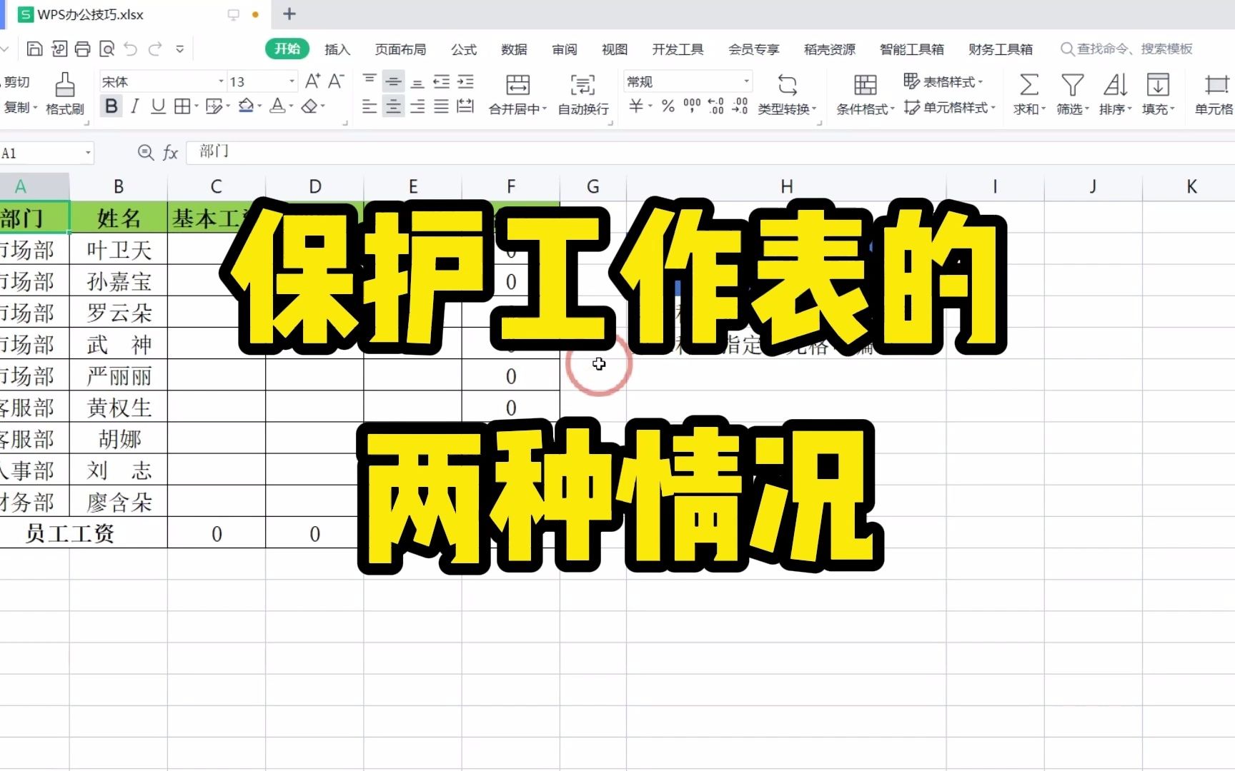 保护工作表最常见的两种情况,保护指定区域不被编辑和修改!