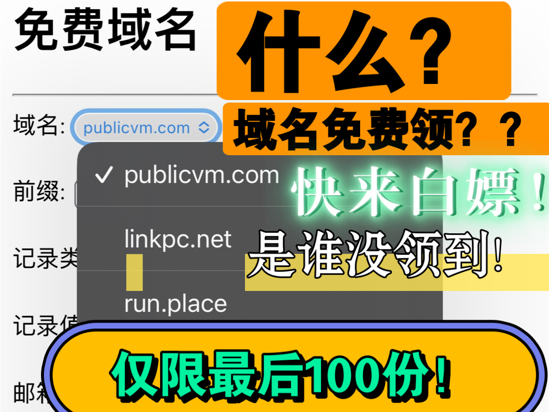 完全免费的二级域名 快来领 步骤简单!