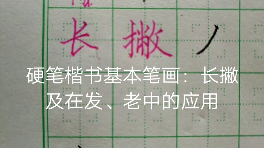硬笔楷书基本笔画:长撇及在范字发、老中的应用