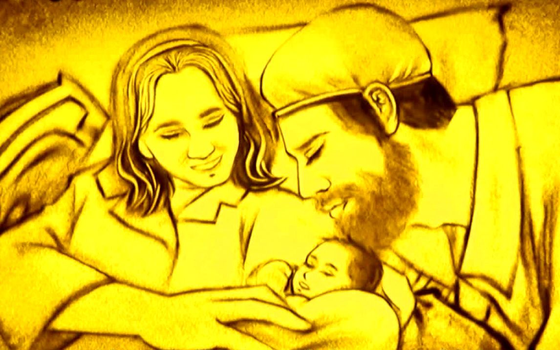 沙画版全家福-2021宝宝出生,新年新开始、新希望。