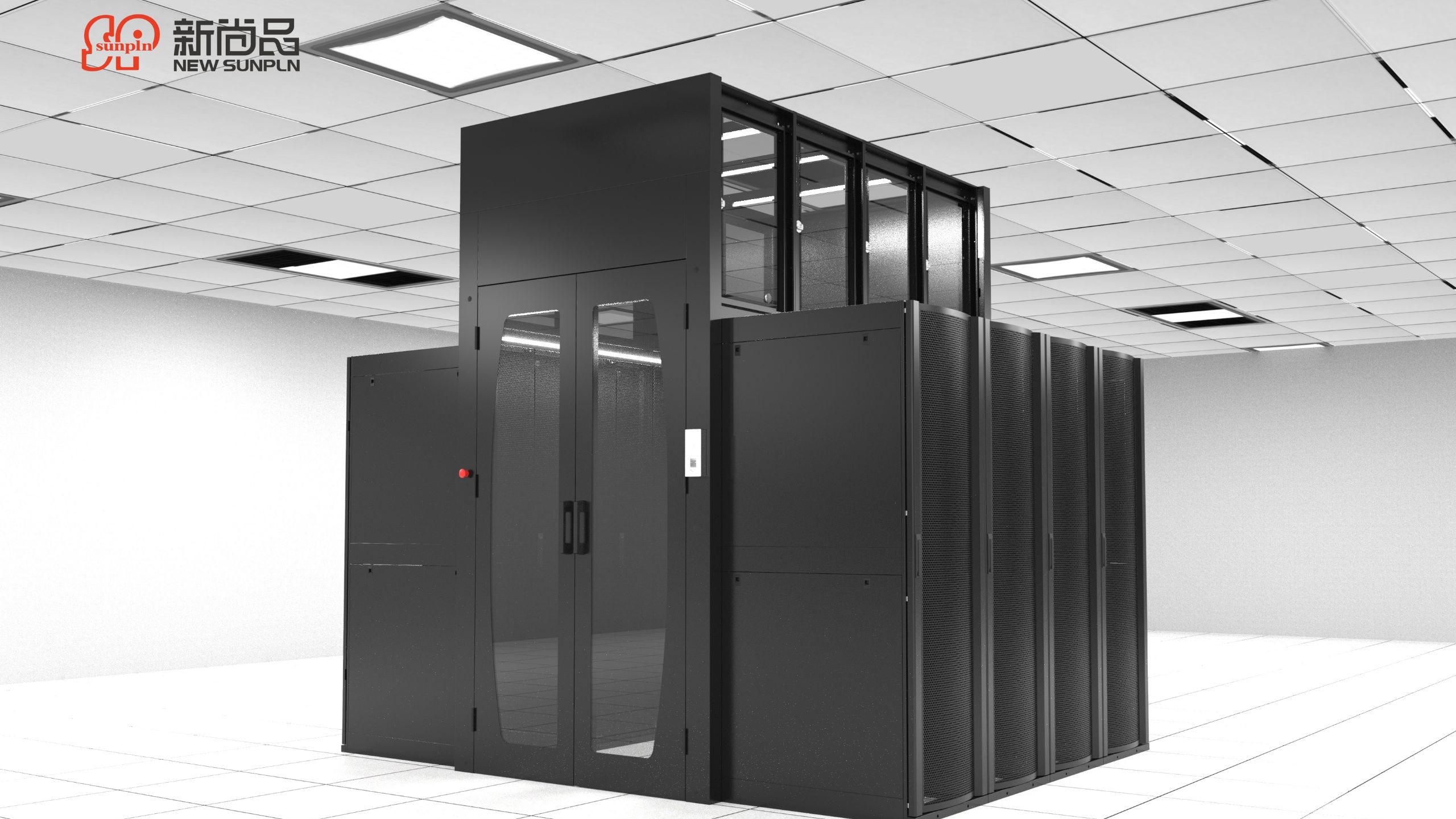 微模块化数据中心冷热通道双排前后门样式多化性 冷通道A型 手动推拉...