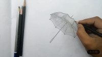 手绘素描:铅笔简单绘草图-雨伞