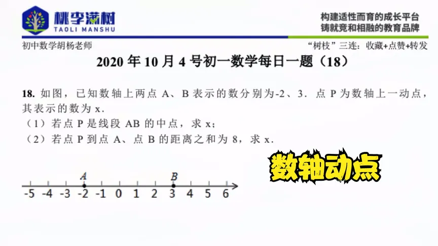 数轴遇到动点,中点如何求?动点到两定点距离为定值又如何求?