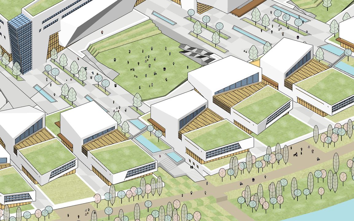 【SketchUp吧】SU直出清新鸟瞰效果图