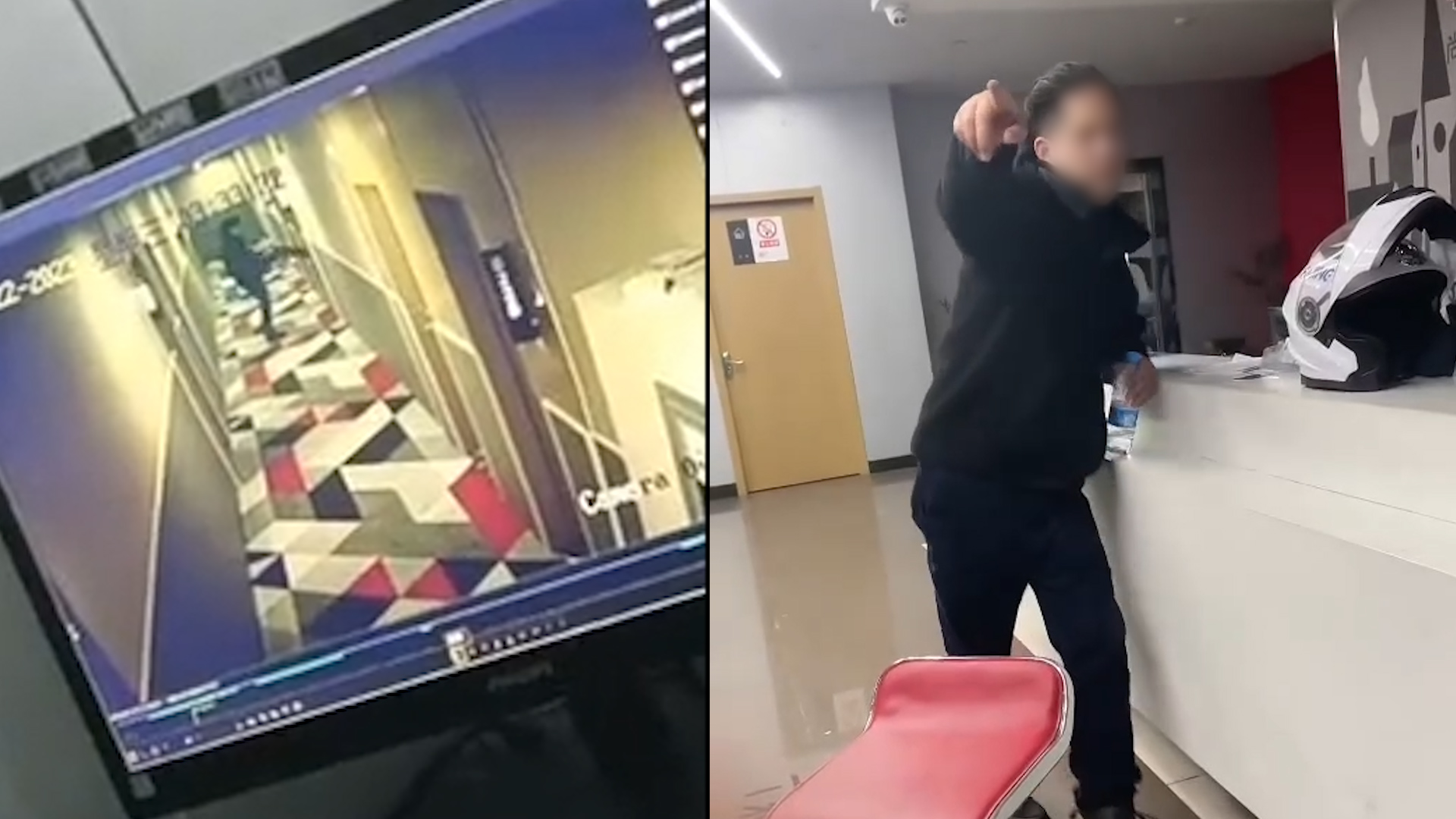 醉酒男深夜在酒店挨个房间试房卡,激怒女顾客起争执,还脚踹房门