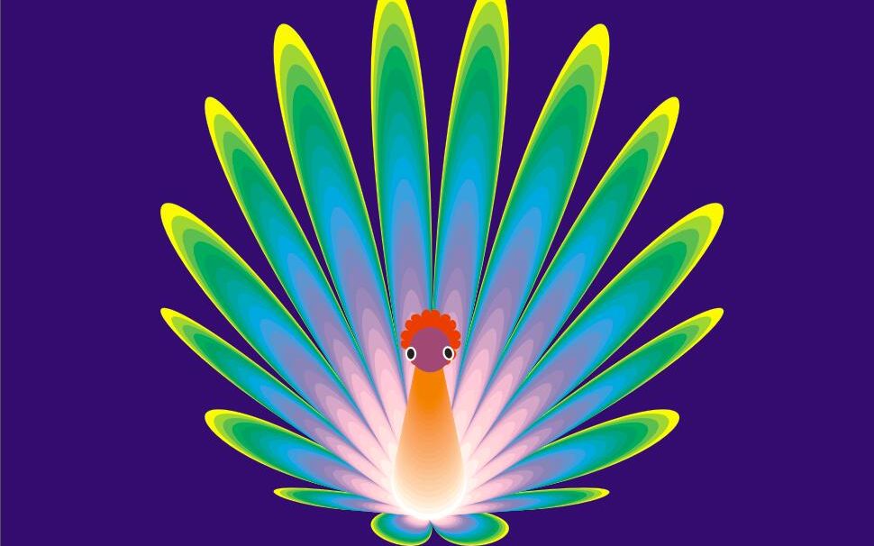 平面设计&VI方向:用CorelDRAW12绘制简单又好看孔雀开屏效果!