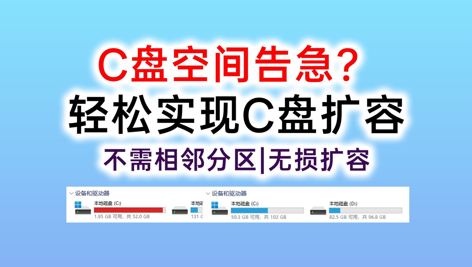 C盘空间告急?一个免费软件轻松实现系统盘扩容!无惧分区是否相邻,...