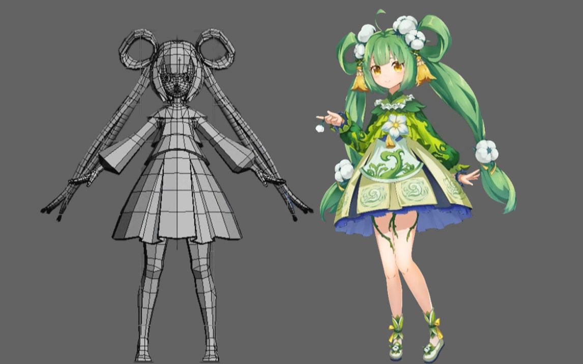 【3DMAX人物建模】动漫角色超详细讲解/腕部关节的布线/头发/裙子/...