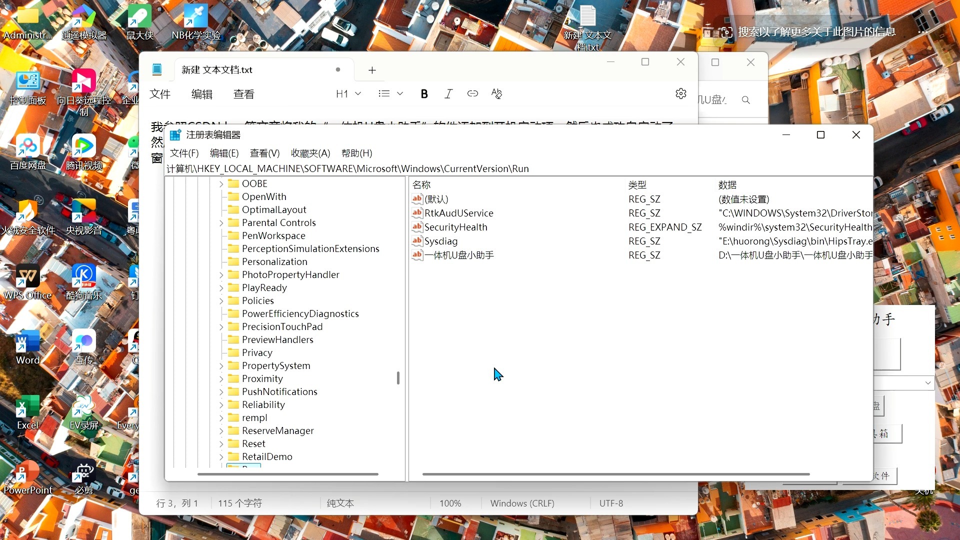 用注册表添加软件启动项问题