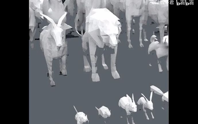 家畜动物低边面C4D模型