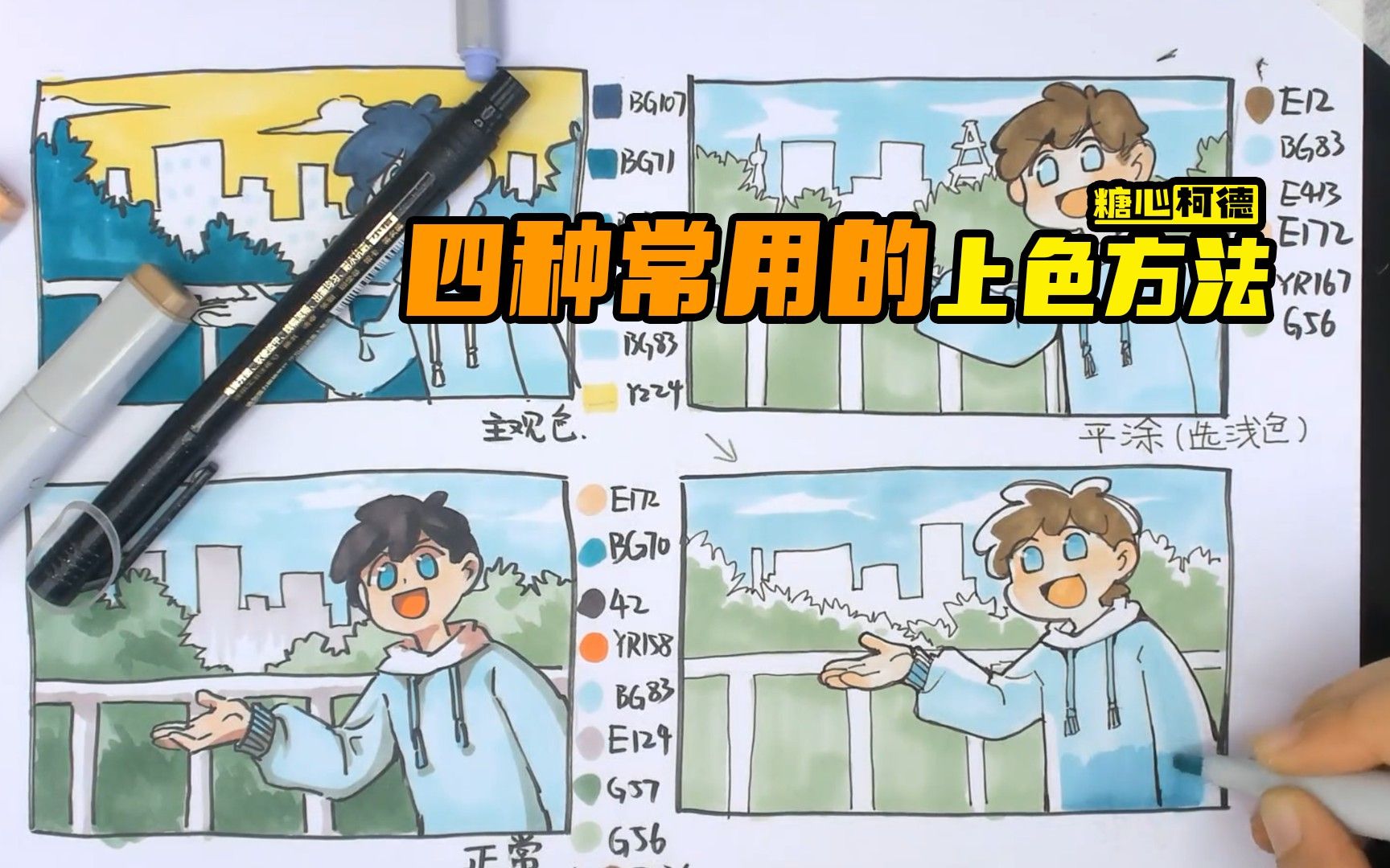 『动漫手绘』四种常用的上色方法【马克笔上色技巧】|动画考研|动漫...
