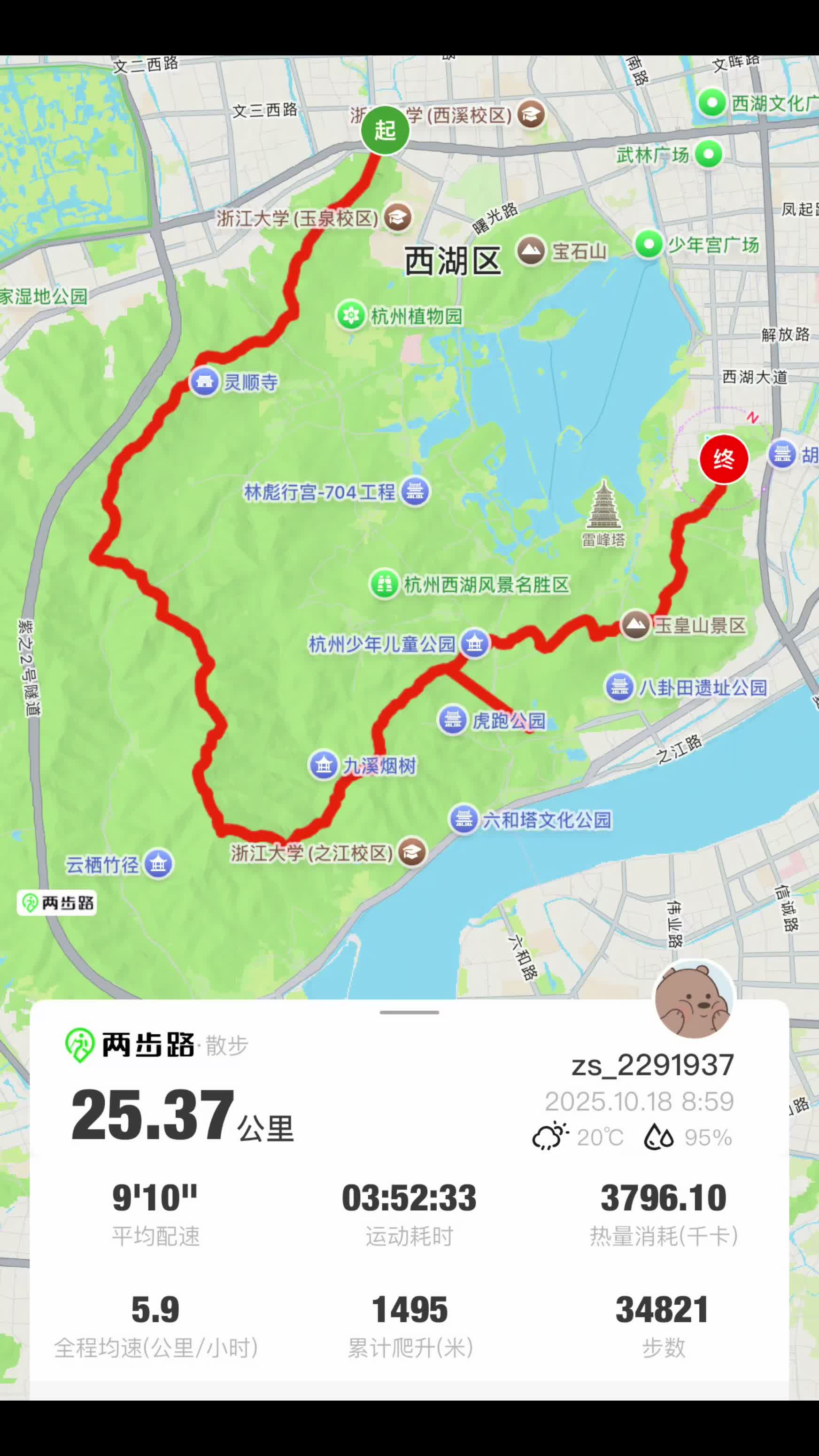 西湖群山标毅线 首次破4️⃣ 下雨太难了#自律的顶端就是享受孤独 #...