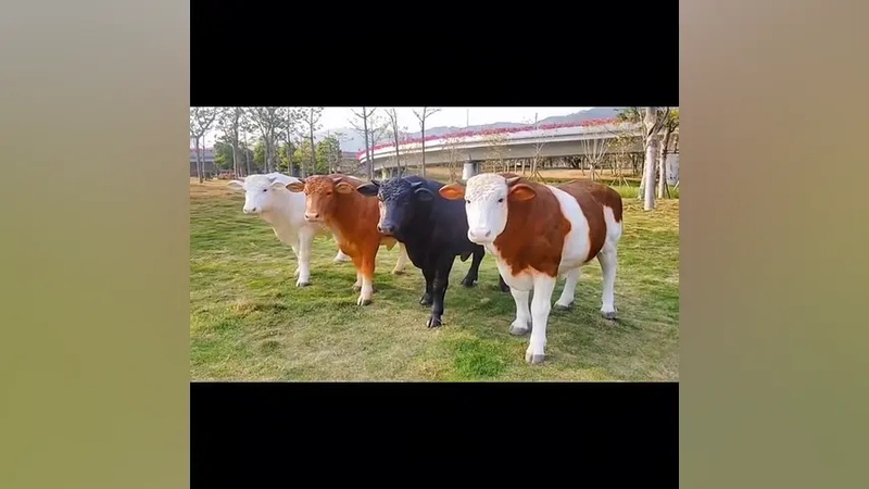 仿真大型黄牛雕塑假动物摆件门口西门塔尔牛摆设园林景观装饰模型