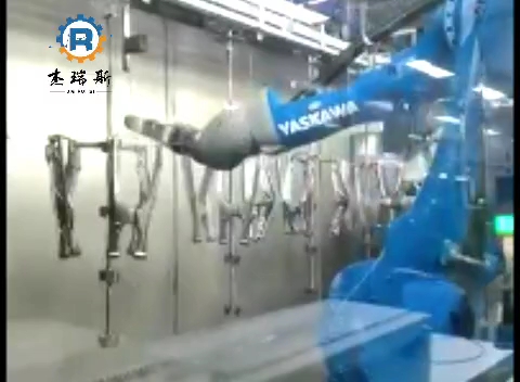 ...自动静电喷枪喷涂机器人#汽摩零部件喷漆机器人系统设备#在线跟踪...