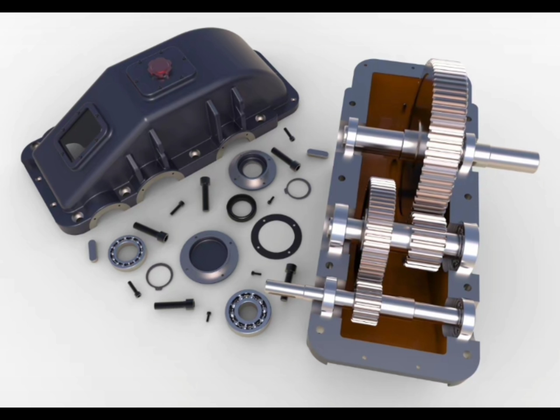 二级直齿轮减速箱变速箱增速箱设计二三维模型图纸