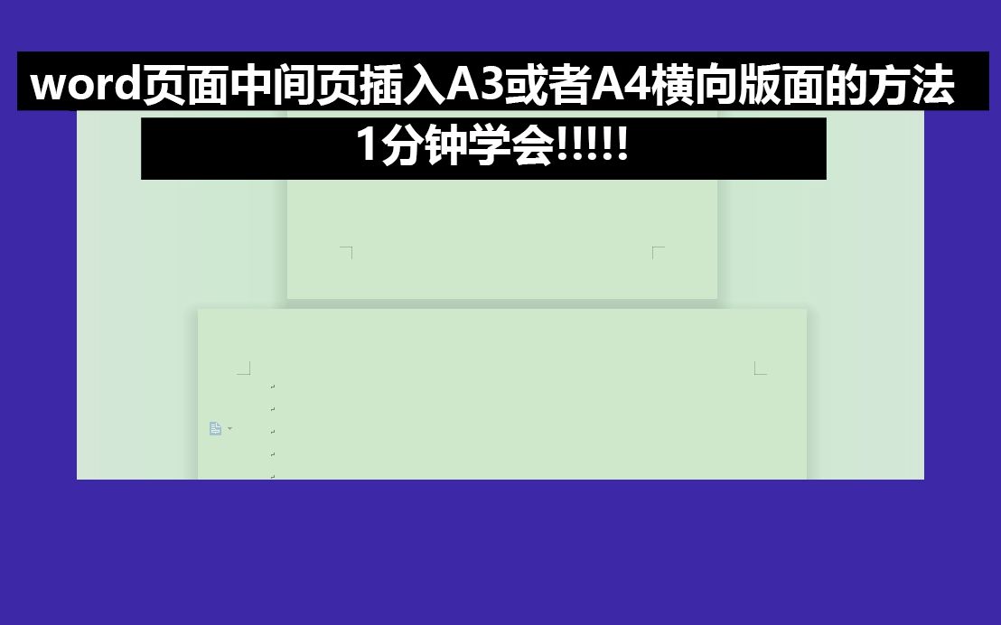 【WPS】word中间插入A3或者A4横向版面方法+1分钟