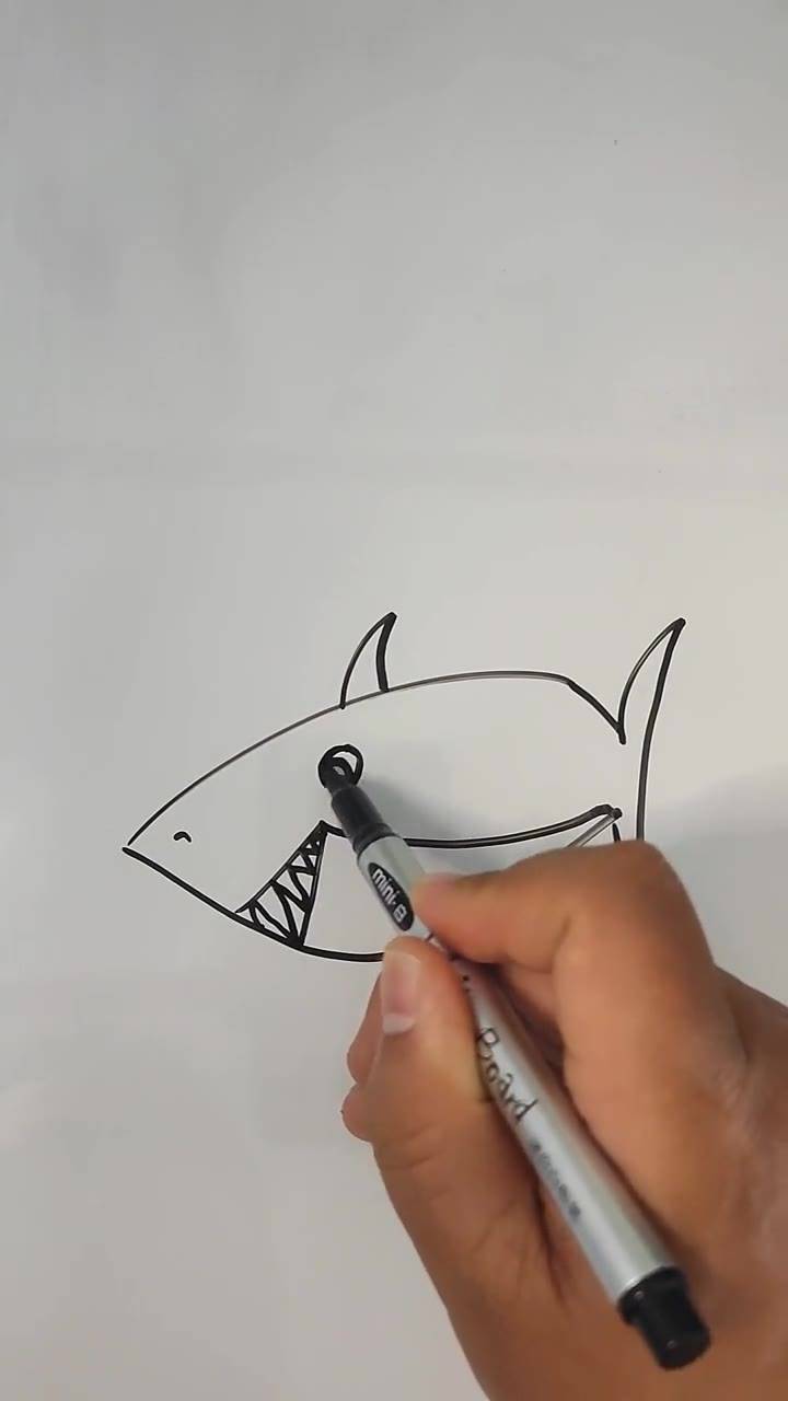 简笔画教程--一条大鲨鱼