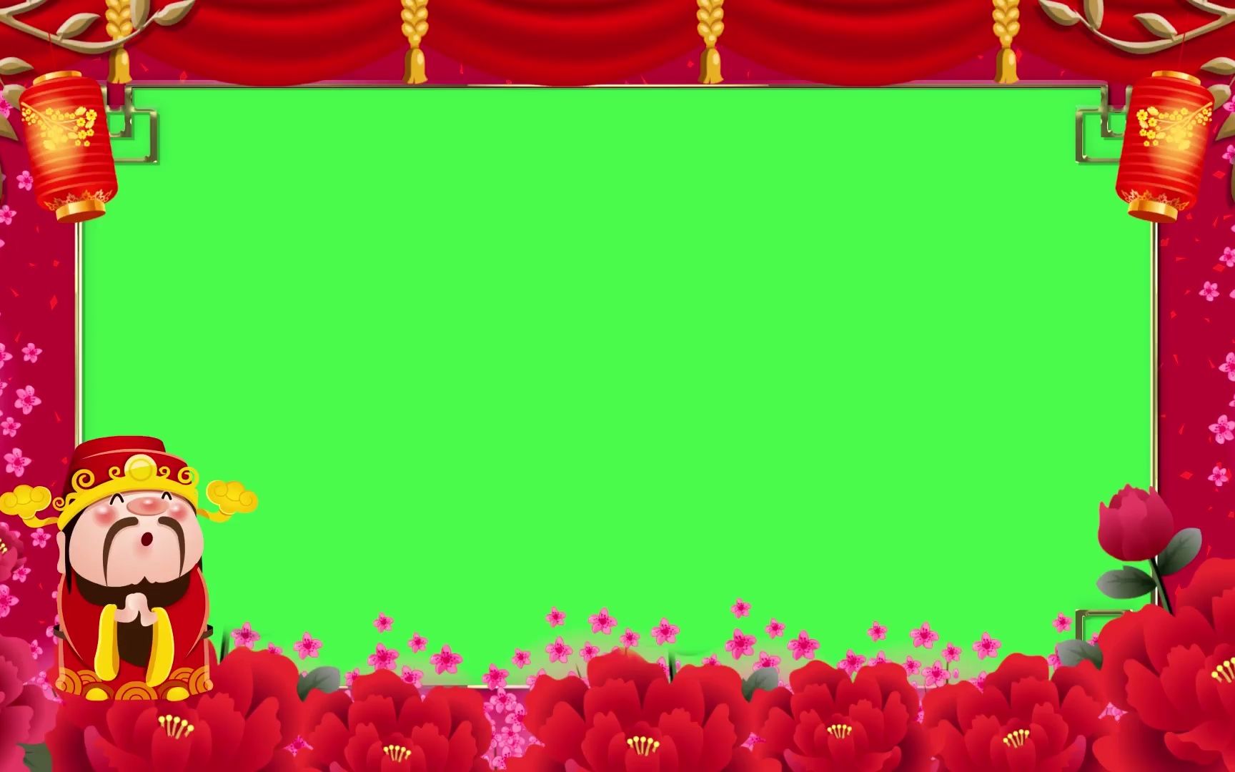 2023春节新年拜年祝福边框相框绿幕剪映抠像ae抠像视频@特效牛绿...