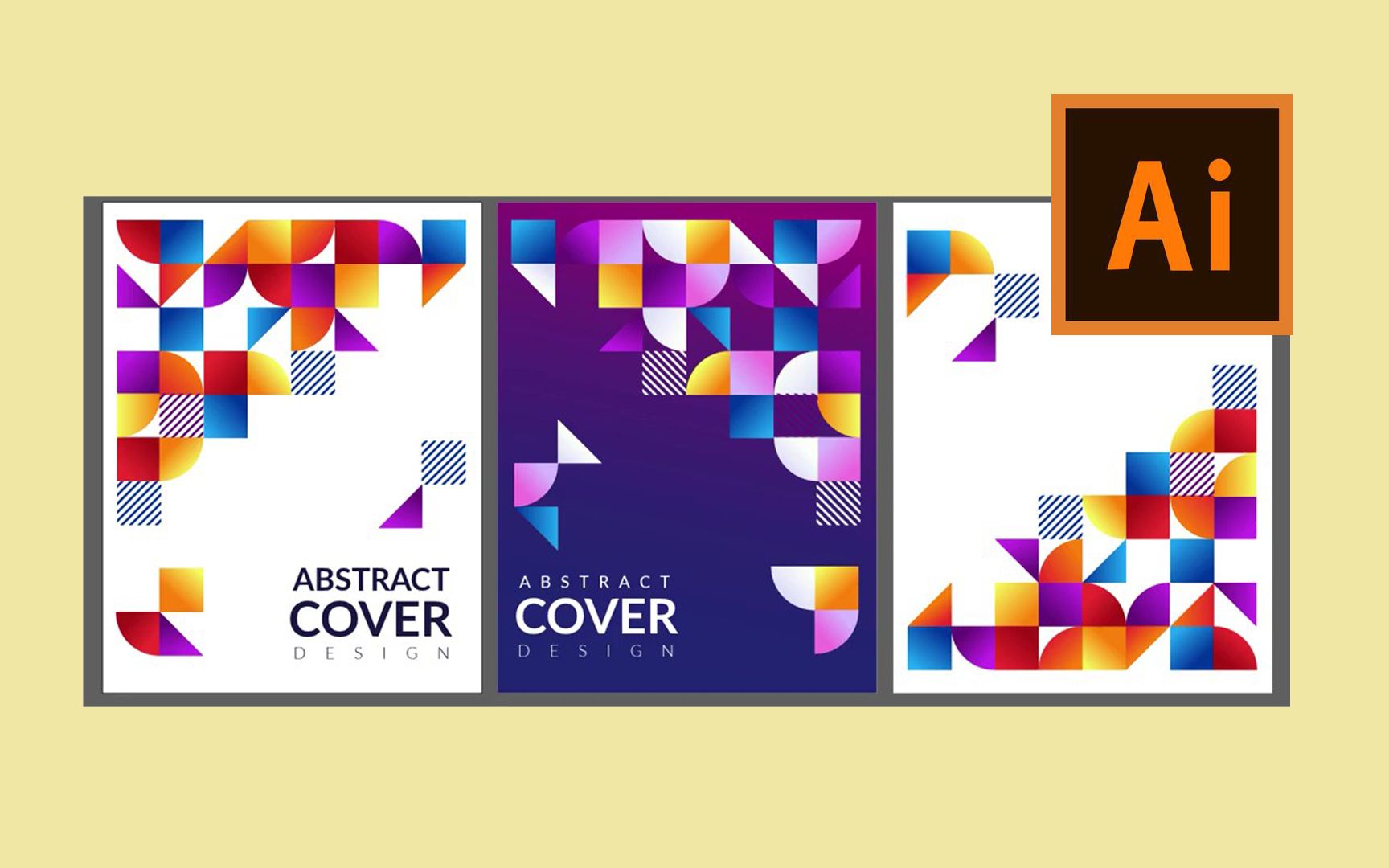 【AI教程】抽象几何简约封面设计过程 Adobe Illustrator教程