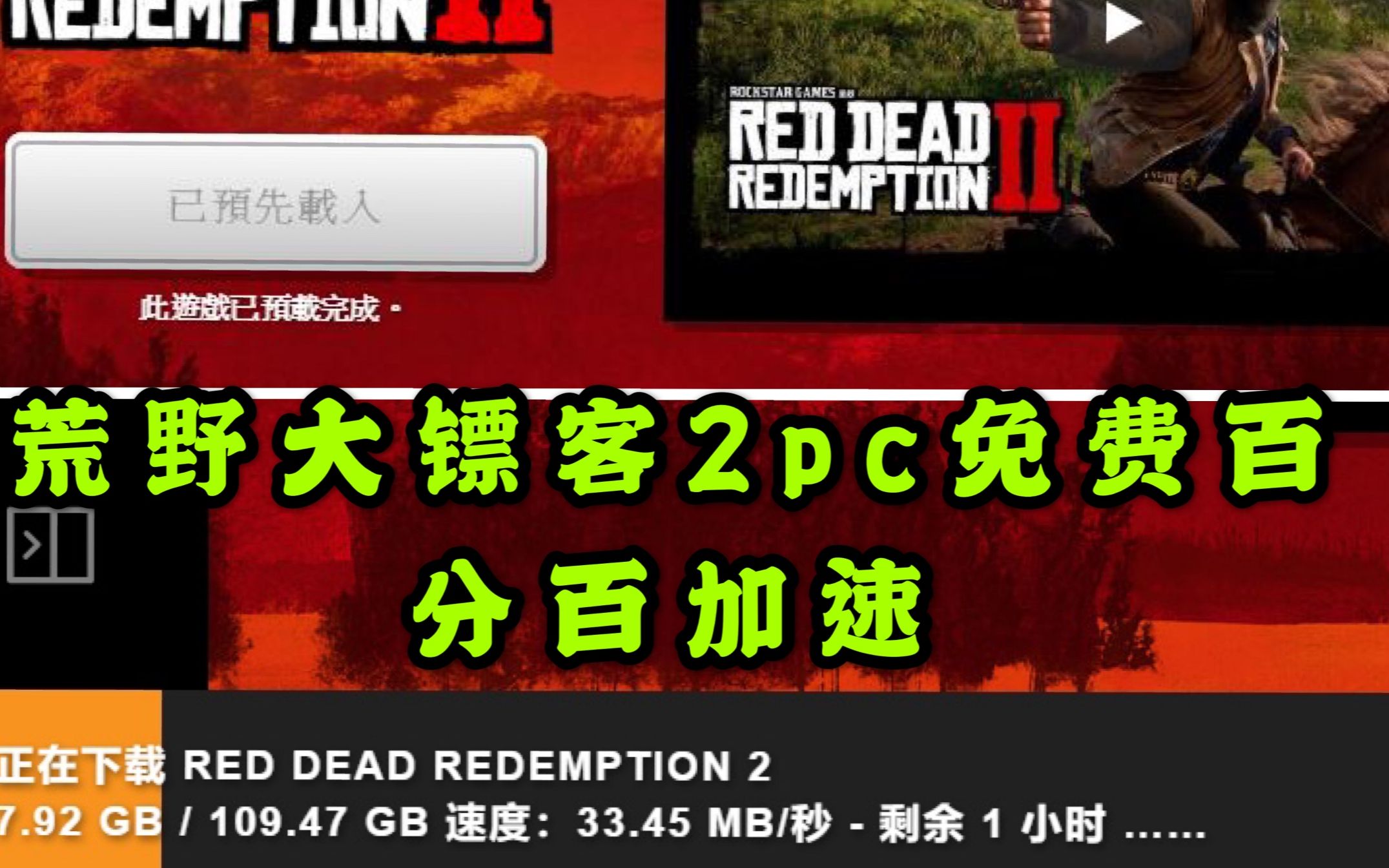 荒野大镖客2 pc端下载线上百分百免费加速!