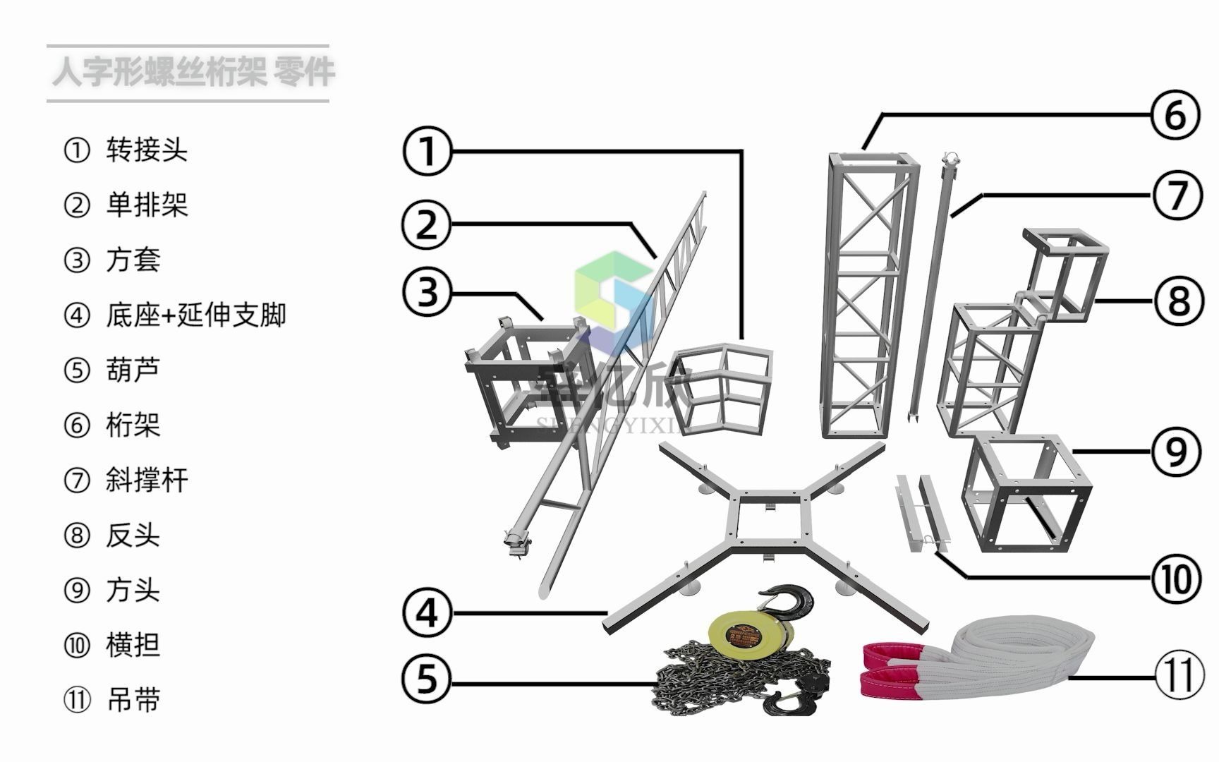 铝合金桁架搭建安装人字形顶棚灯光架安装搭建步骤3D动画视频(完整版)