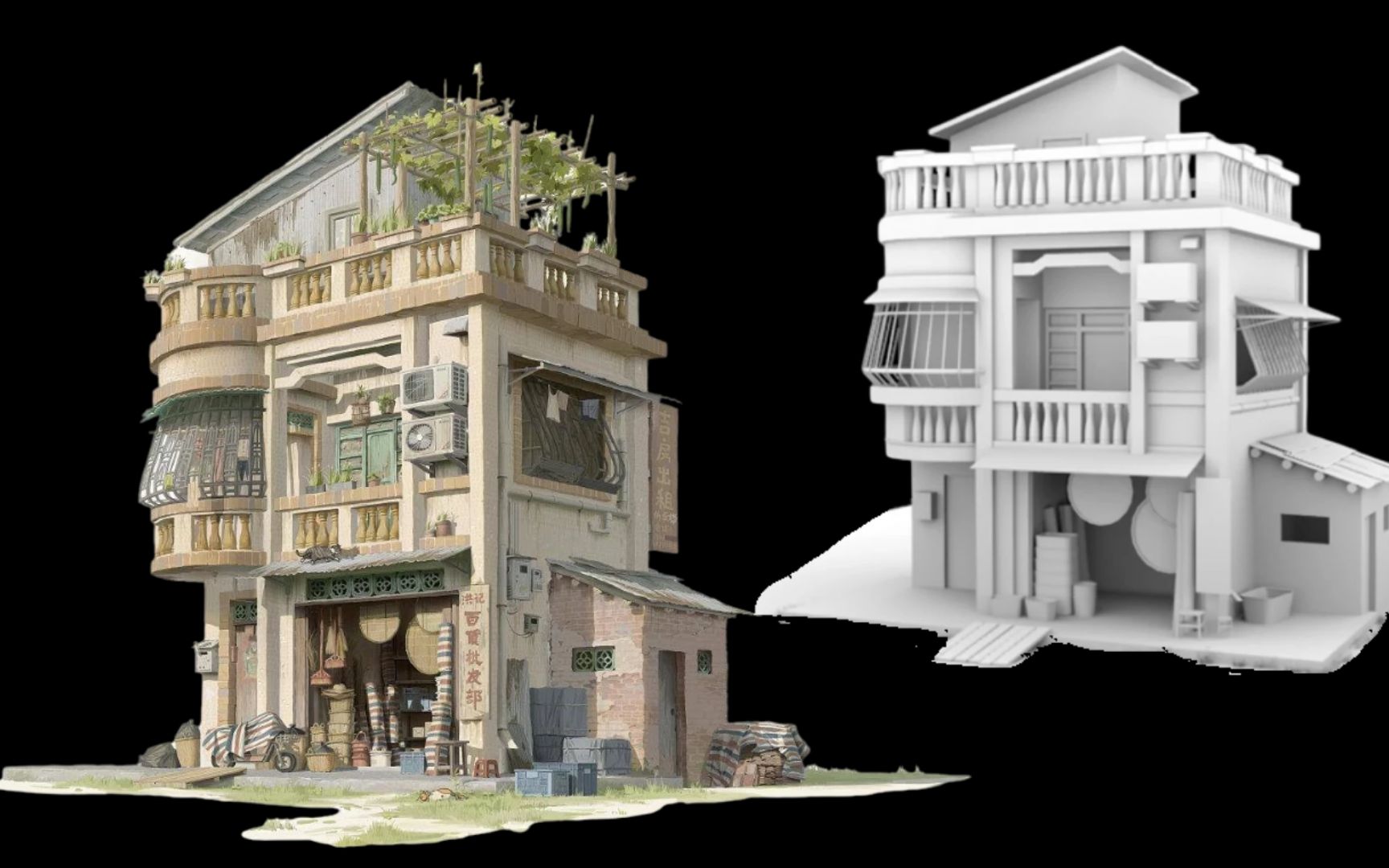 Maya场景建模:次世代写实场景 高层小阁楼模型制作教程+
