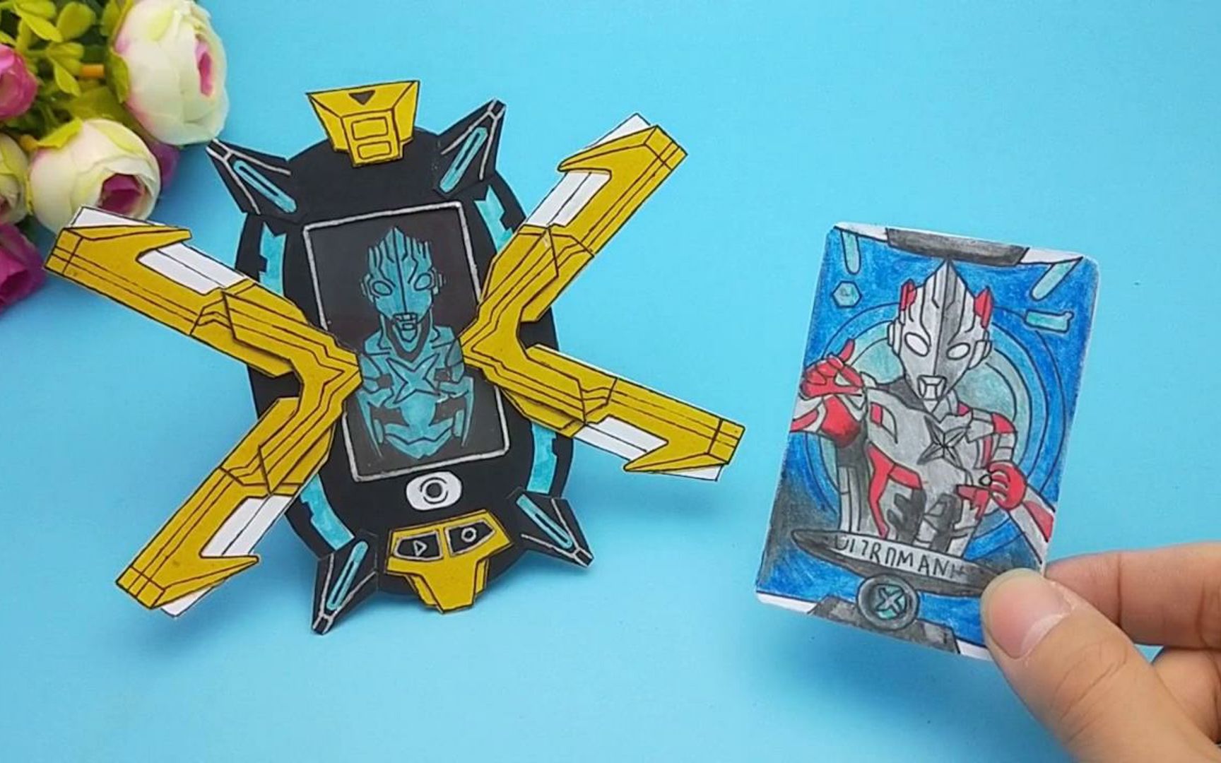 自制艾克斯奥特曼变身器,和奥特曼卡片一起用,还有隐藏小机关