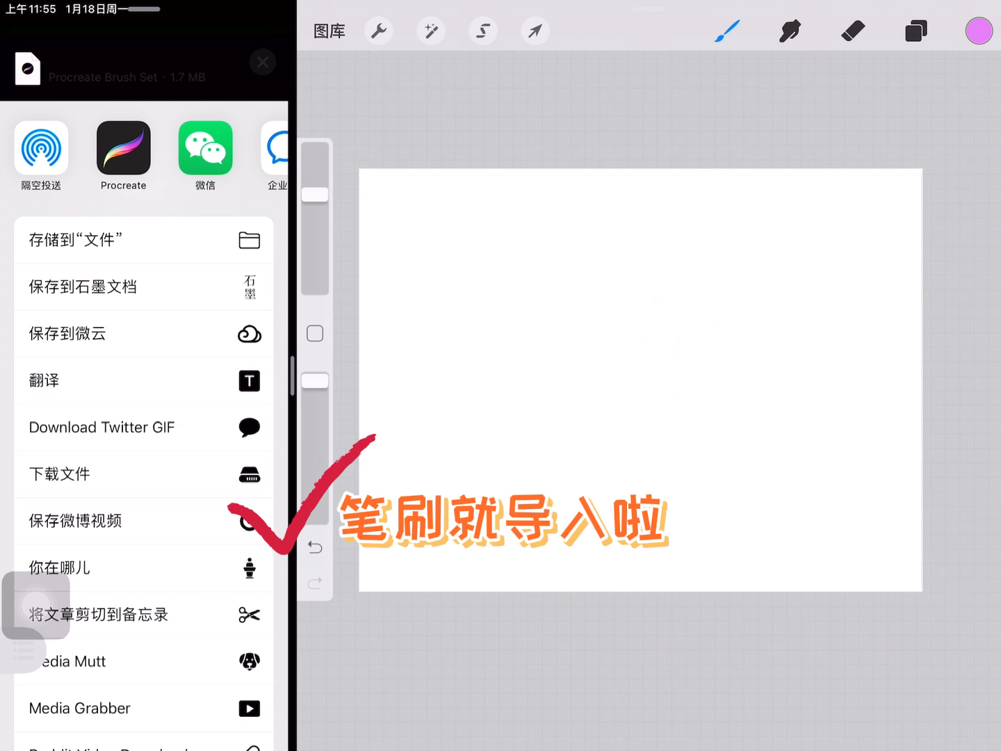 如何从百度网盘中导入笔刷到Procrea