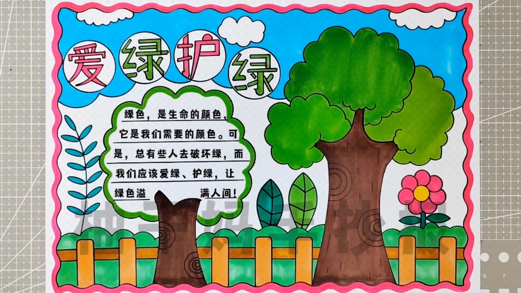 爱绿护绿手抄报/爱绿护绿主题画/植树节手抄报,保护环境通用手抄报/...