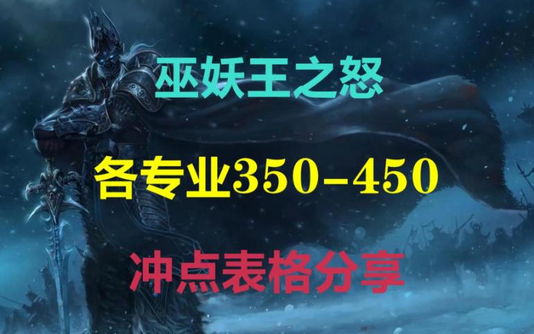 巫妖王之怒各专业 350-450冲点攻略表格下载分享 375-450