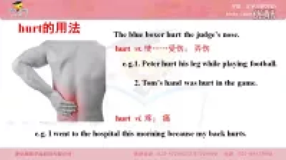 ...归纳总结课 第33讲 hit sb. in (on) the . 和hurt 的用法--名师微课堂(自制)