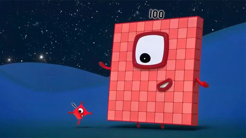 数字有趣:数字100在对数字1讲着自己,让小朋友们知道100的来历