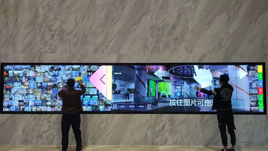 信研电子液晶拼接屏互动魔墙#xytouch定制图片墙触摸互动软件#