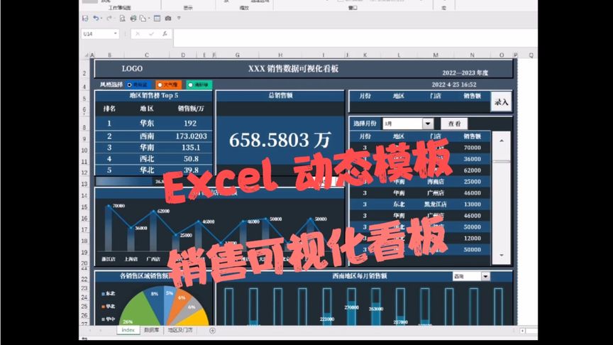 用Excel做的销售可视化看板,限时免费分享!